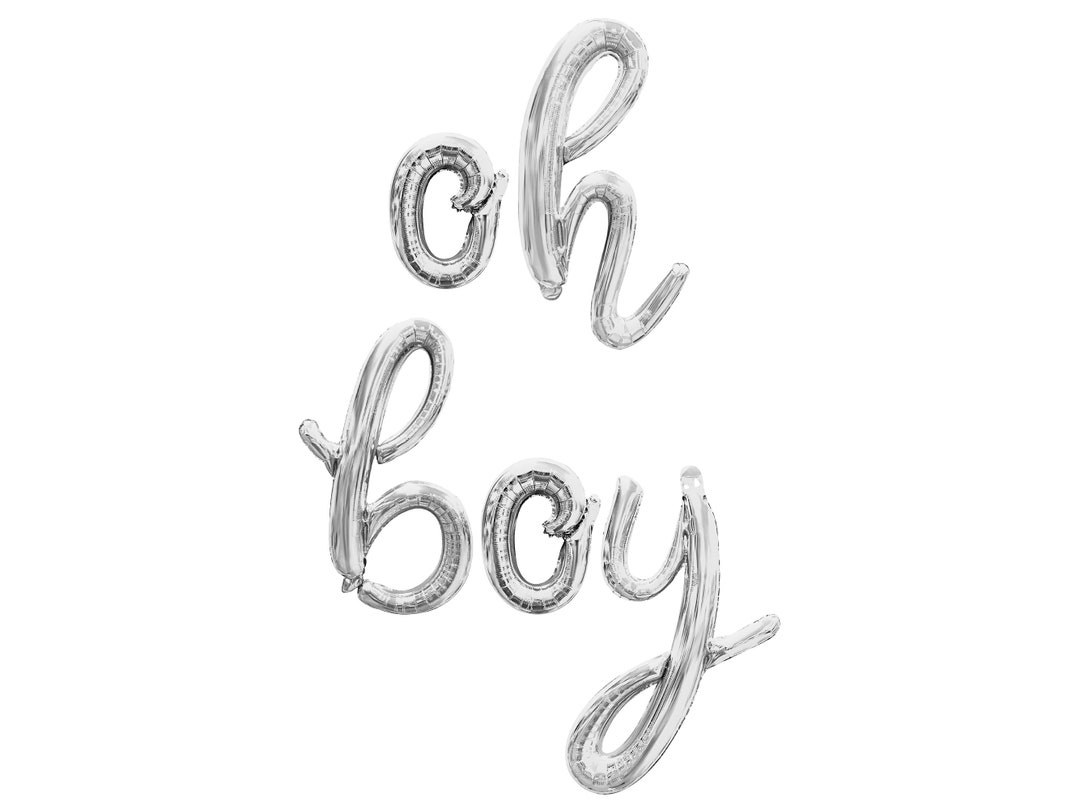 OH BOY Cursive Letter Balloon Banner - Gold, Rose Gold & Silver - Baby ...