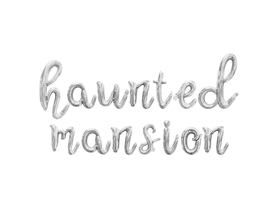 HAUNTED MANSION Cursive Letter Balloon Banner Gold, Rose Gold & Silver ...