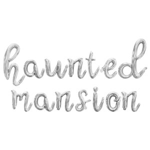 HAUNTED MANSION Cursive Letter Balloon Banner - Gold, Rose Gold ...