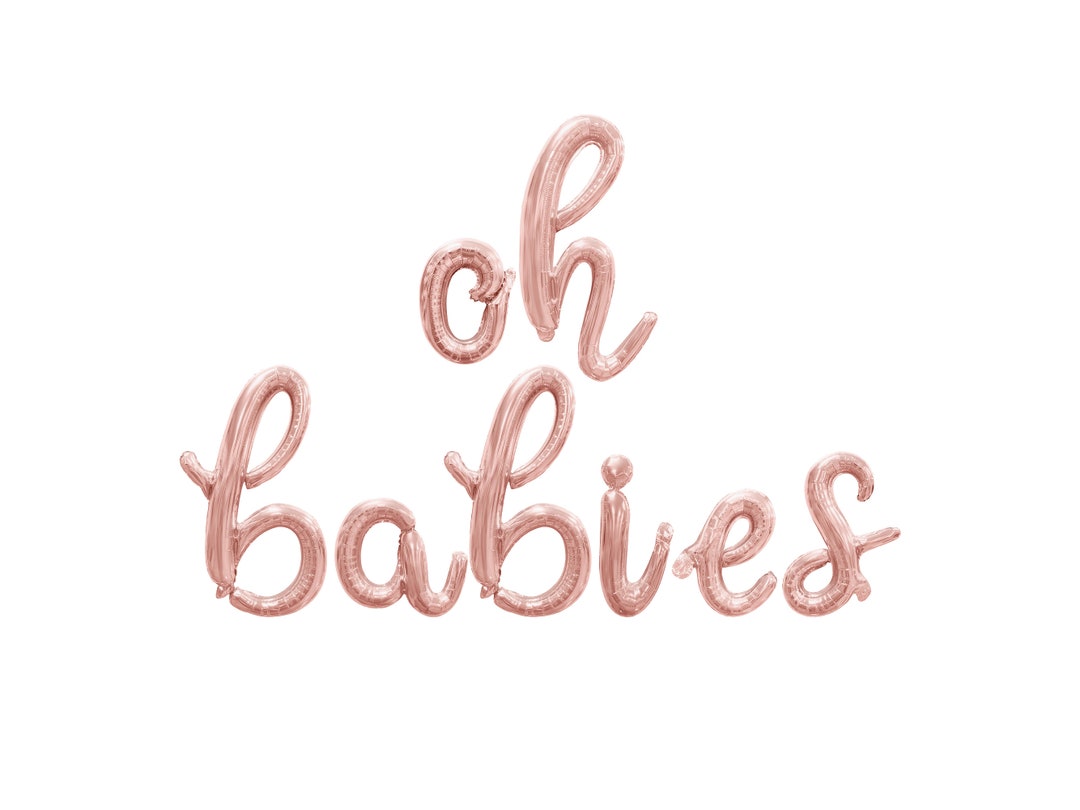 OH BABIES Cursive Letter Balloon Banner - Gold, Rose Gold & Silver ...