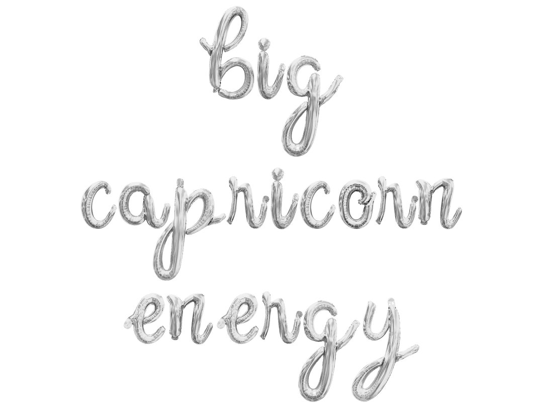 BIG CAPRICORN ENERGY Cursive Script Letter Balloon Banner - Gold, Rose ...