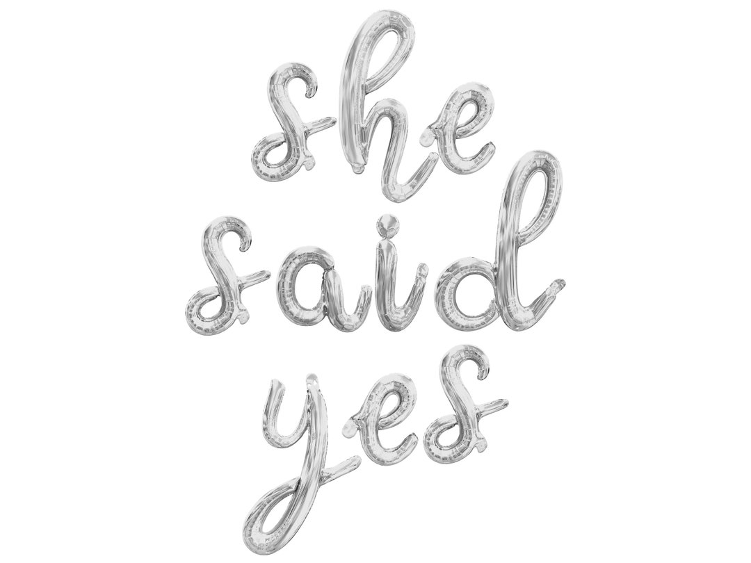She Said Yes Cursive Letter Balloon Banner - Gold, Rose Gold & Silver ...