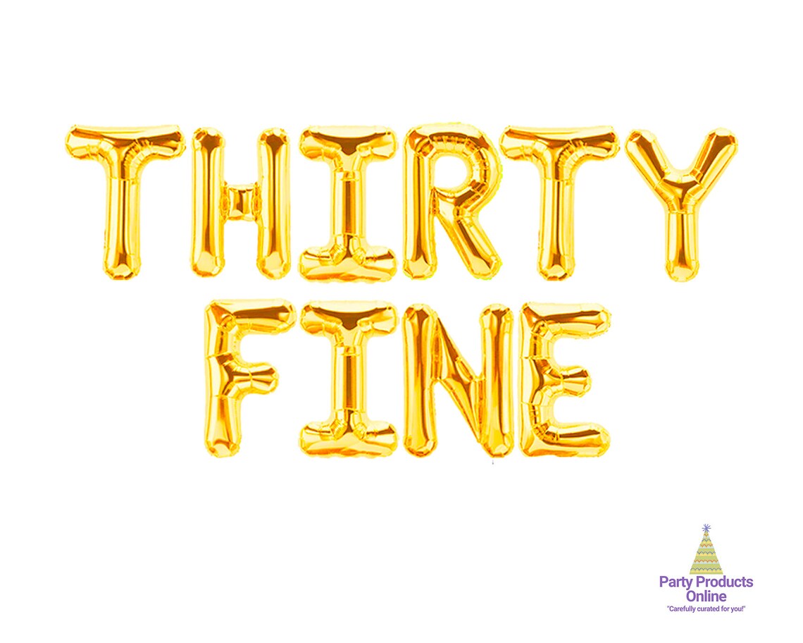 THIRTY FINE Letter Balloon Banner Gold Rose Gold Silver - Etsy