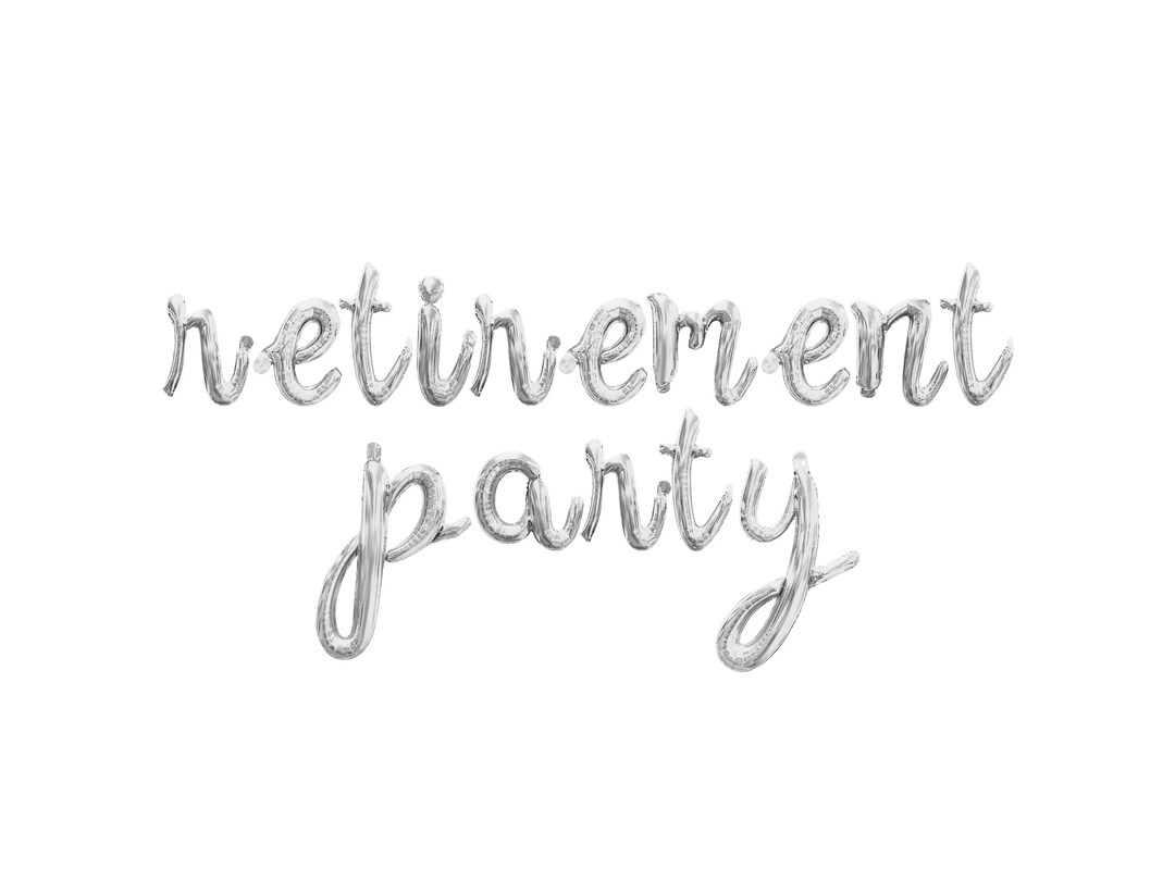 RETIREMENT PARTY Cursive Letter Balloon Banner - Gold, Rose Gold ...