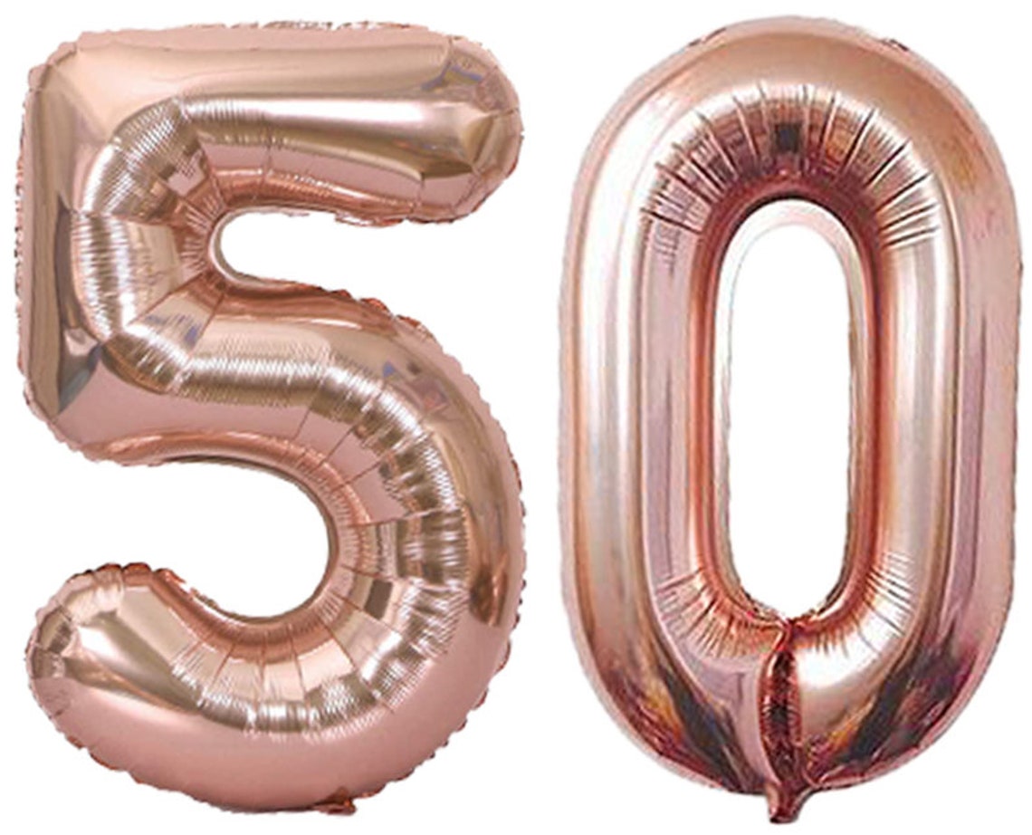 50th Birthday Rose Gold Decorations Incl. 40" Number "50" Balloons, 16 ...