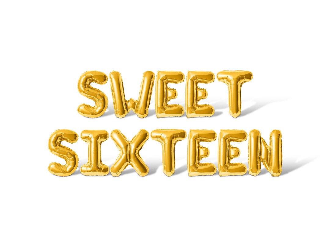 SWEET SIXTEEN Letter Balloon Banner - 10 Color Options - 16th Birthday ...