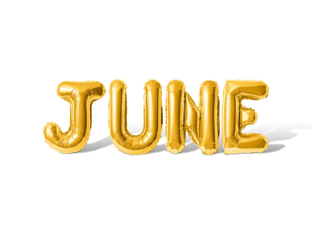 JUNE Letter Balloon Banner - 10 Color Options - June Birthday Party ...