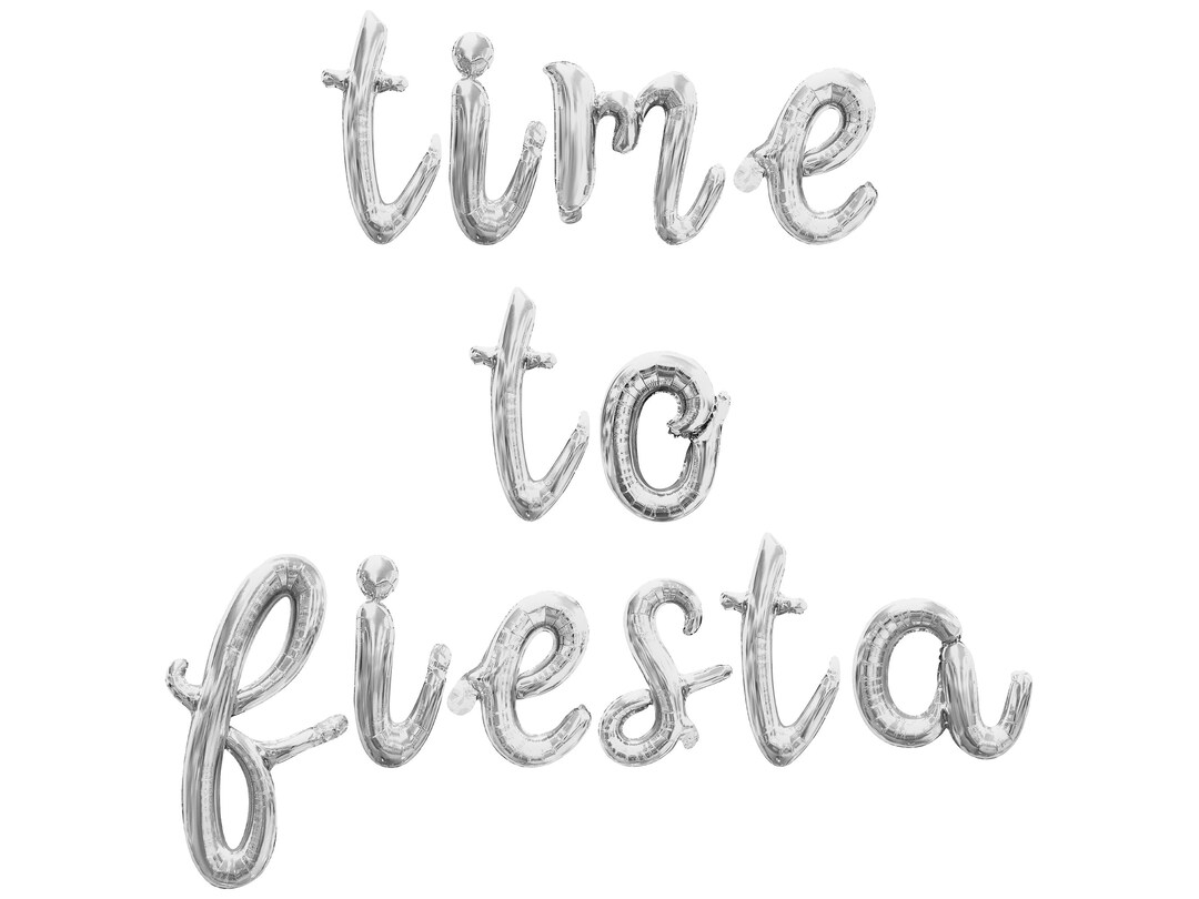 TIME TO FIESTA Cursive Letter Balloon Banner - Gold, Rose Gold & Silver ...