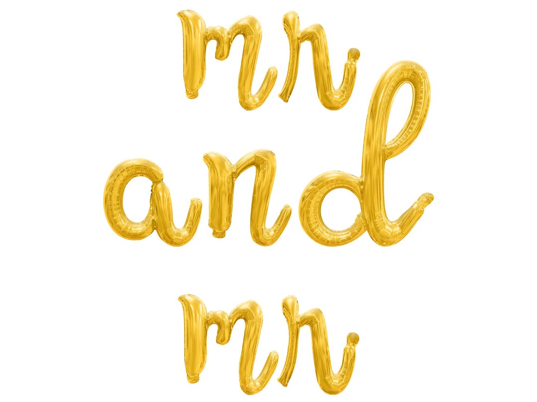 MR AND MR Cursive Letter Balloon Banner - Gold, Rose Gold & Silver ...