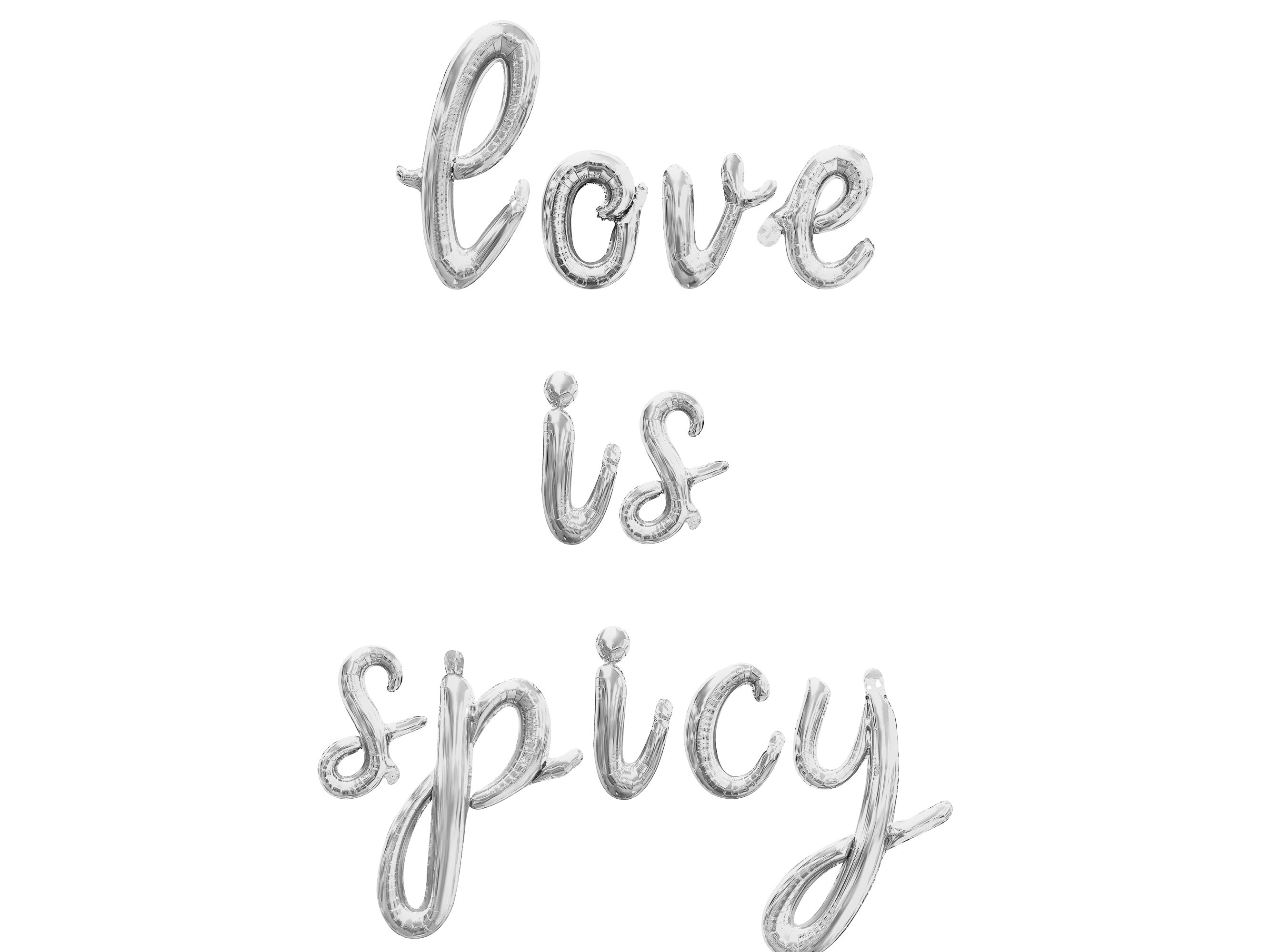 LOVE IS SPICY Cursive Letter Balloon Banner - Gold, Rose Gold & Silver ...