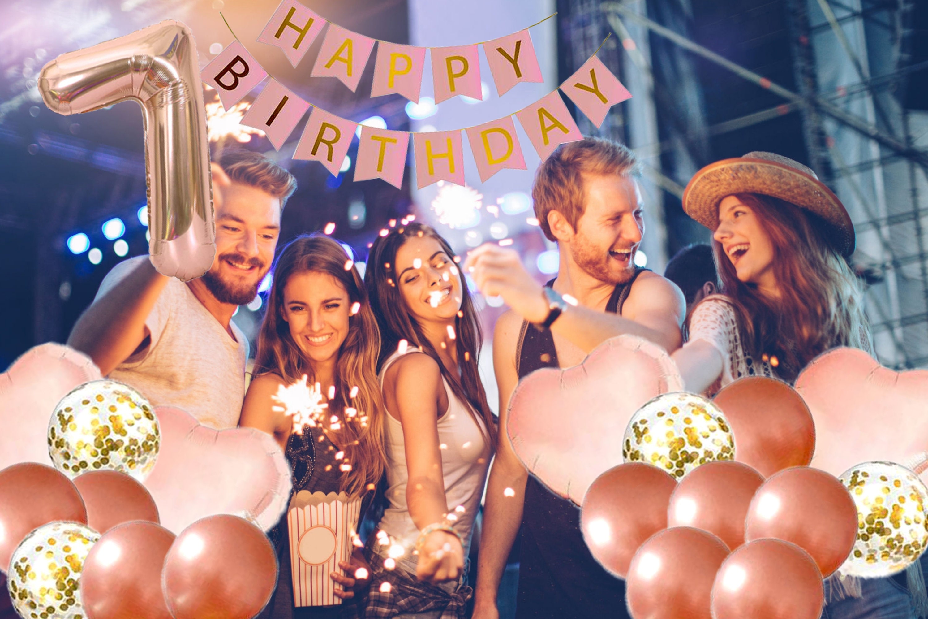 7th Birthday Decorations for Her Pink and Rose Gold 7th - Etsy