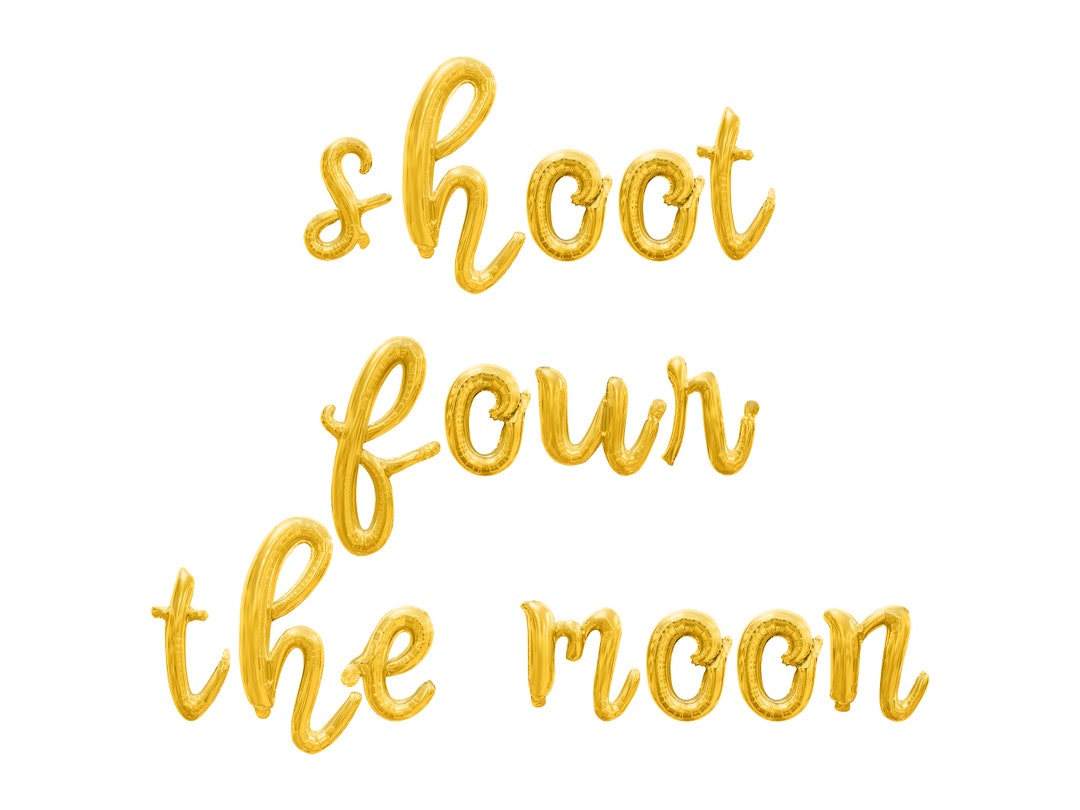 Shoot Four the Moon Cursive Script Letter Balloon Banner - Gold, Rose ...