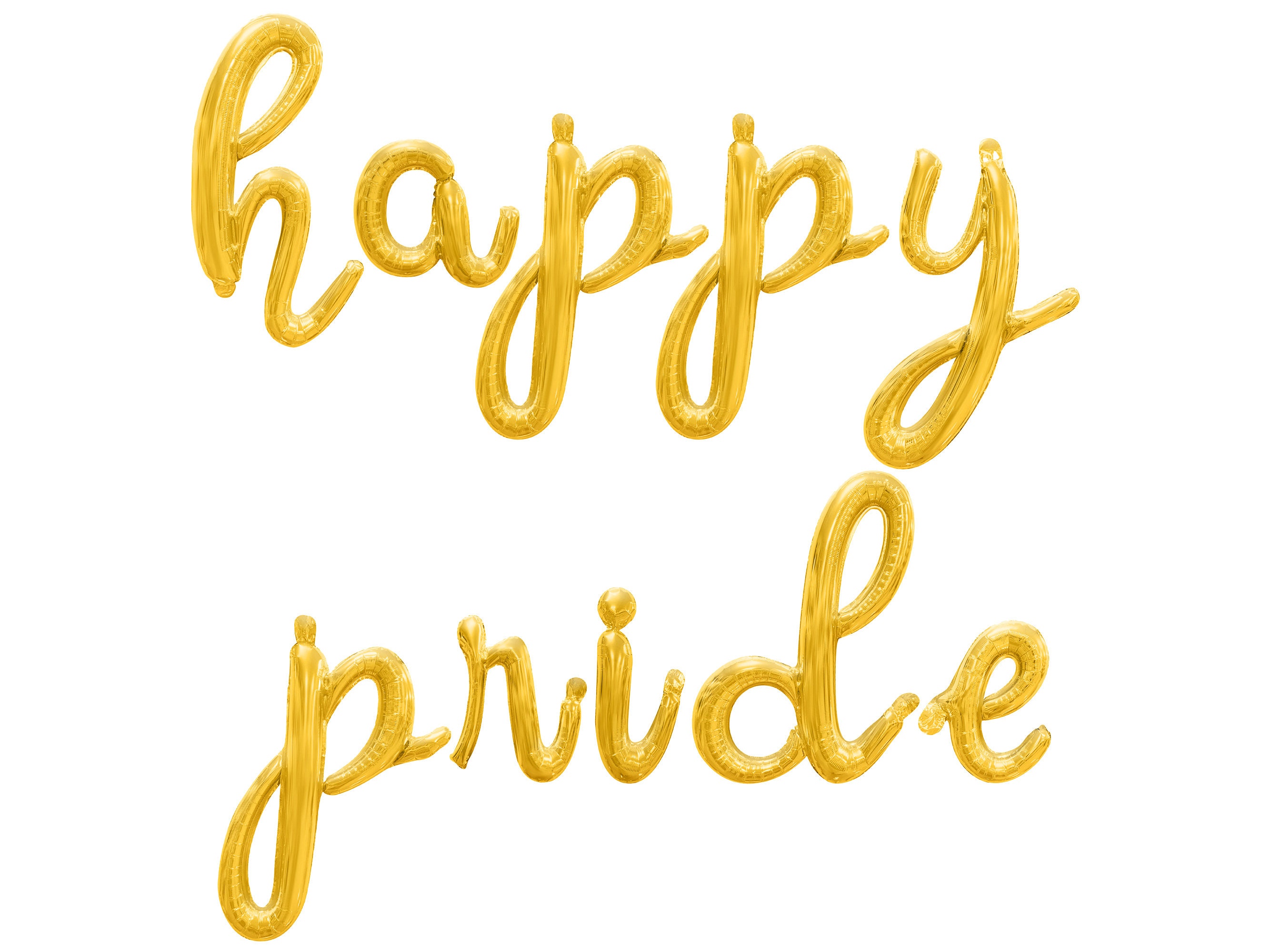 HAPPY PRIDE Cursive Letter Balloon Banner - Gold, Rose Gold & Silver ...