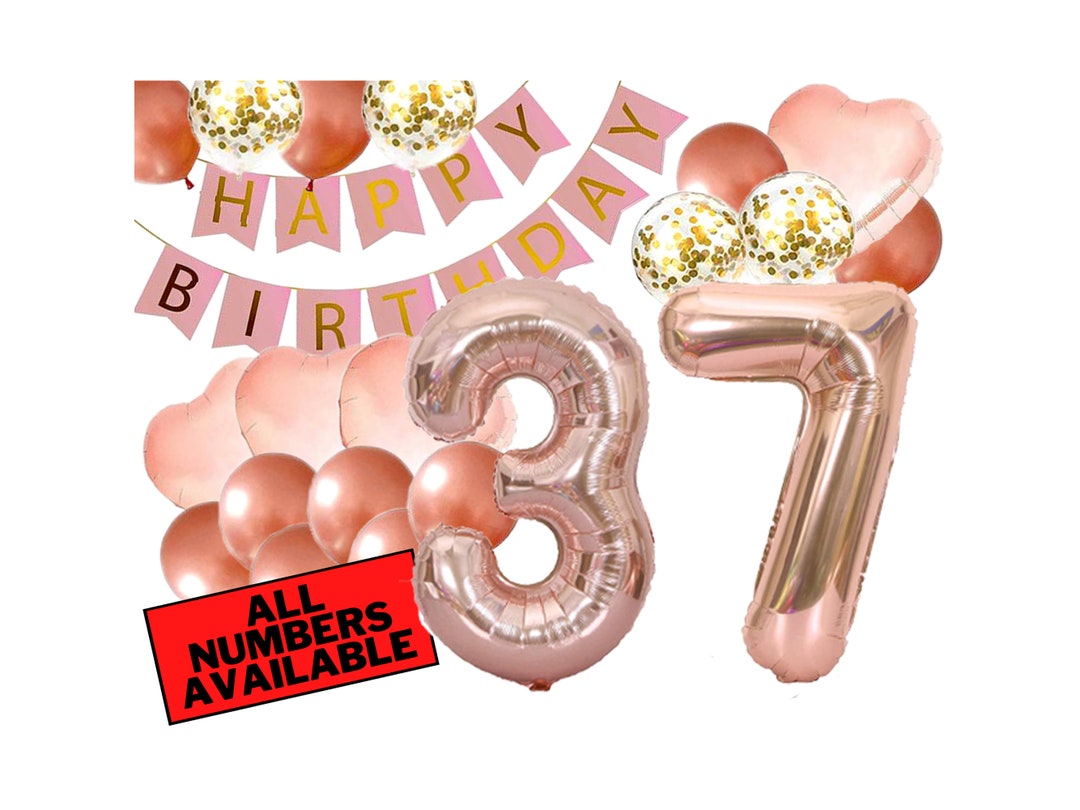 37th Birthday Decorations for Her - Pink and Rose Gold - 37th Birthday ...