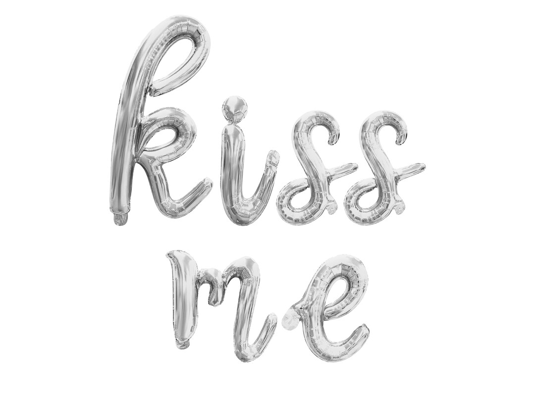 KISS ME Cursive Letter Balloon Banner - Gold, Rose Gold & Silver ...