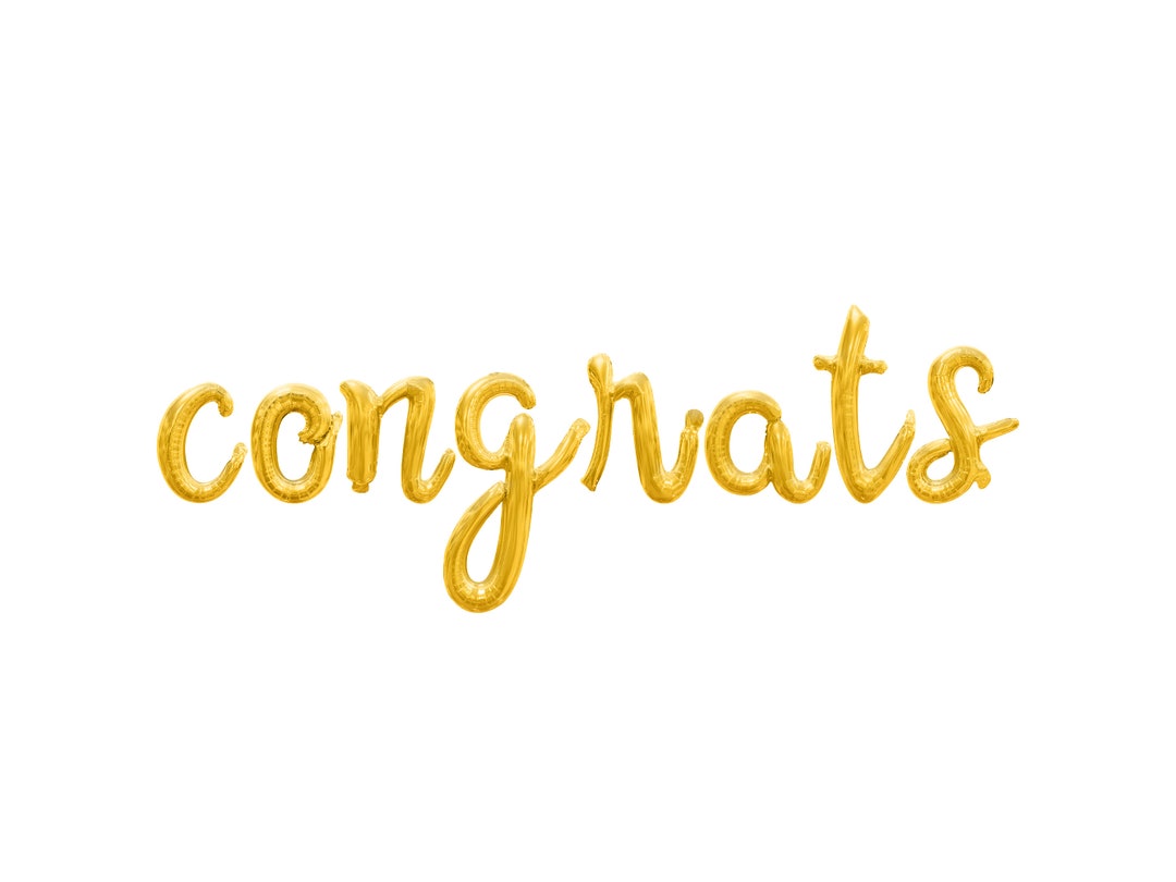 CONGRATS Cursive Balloon Banner Letter Balloons - Gold, Rose Gold ...