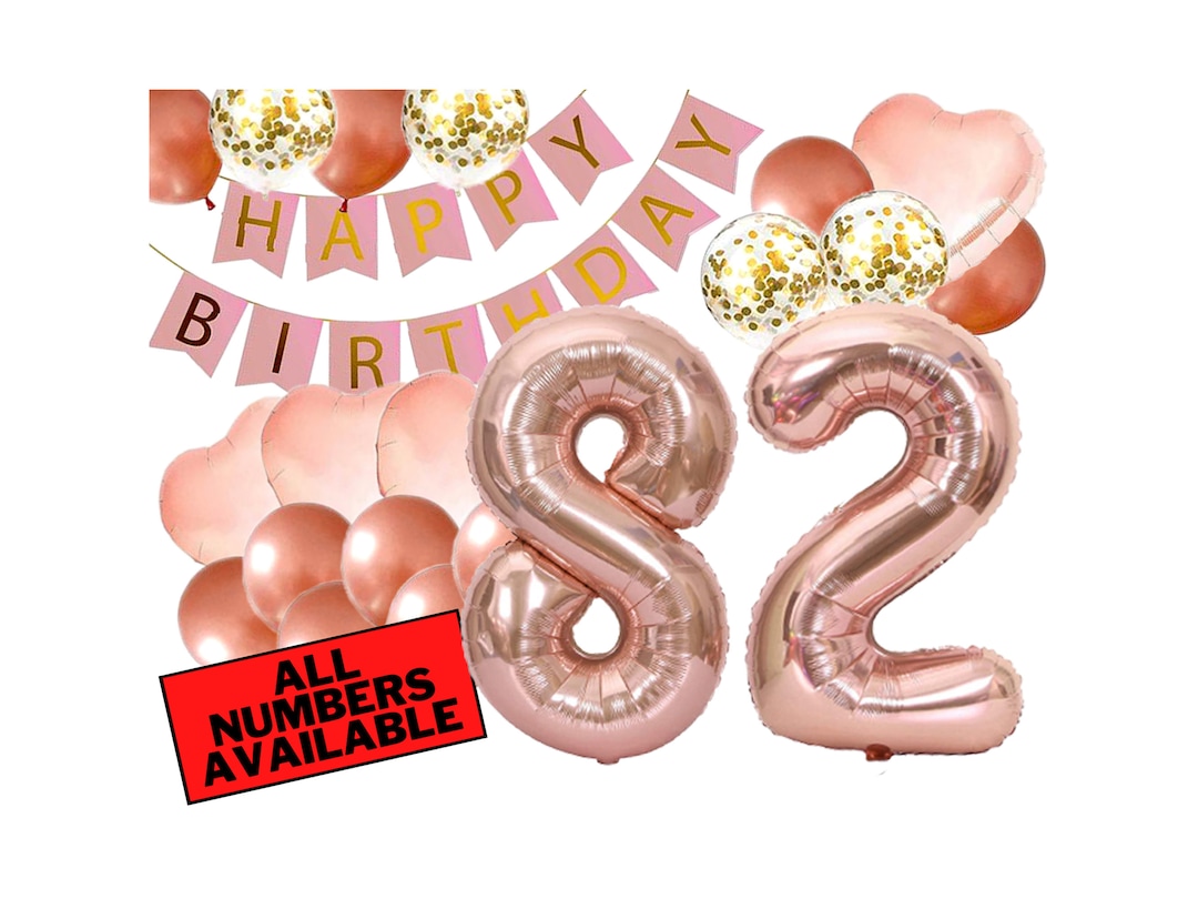 82nd Birthday Decorations for Her - Pink and Rose Gold - 82nd Birthday ...