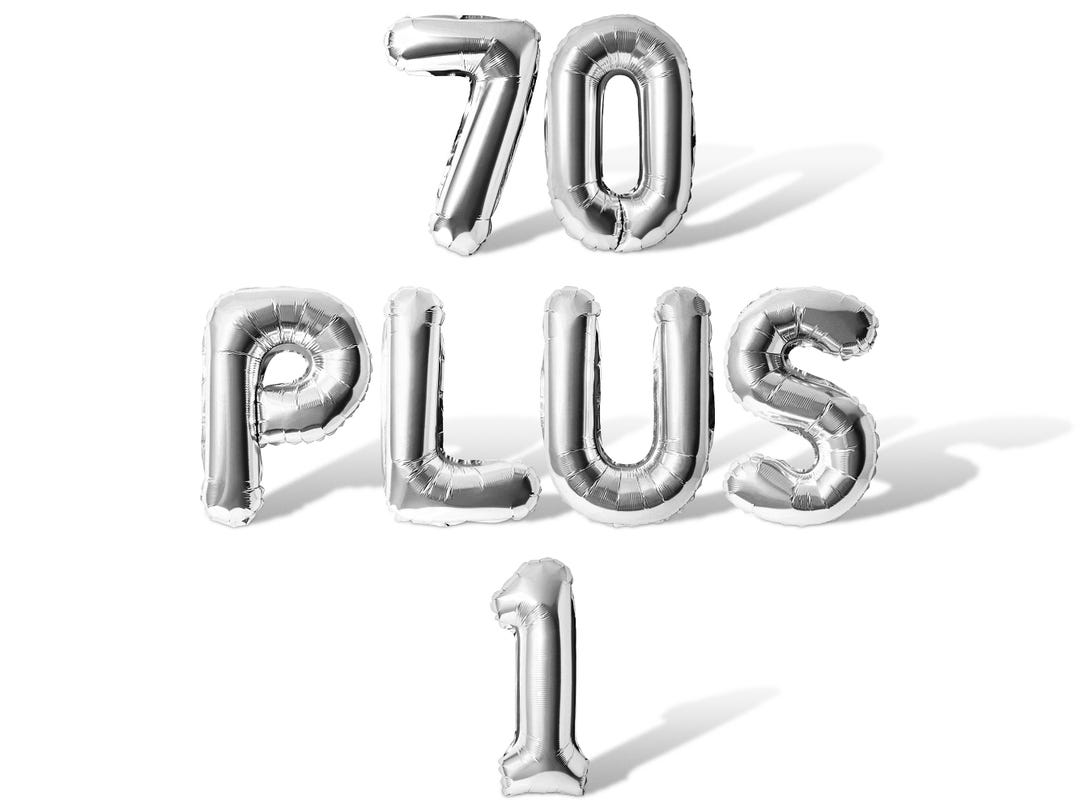 70 PLUS 1 Letter & Number Balloon Banner - 10 Color Options - 71st ...