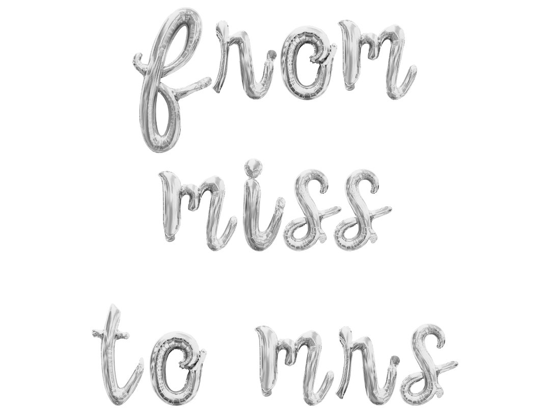 From Miss to Mrs Cursive Script Letter Balloon Banner - Gold, Rose Gold ...