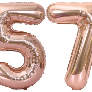 57th Birthday Rose Gold Decorations Incl. 40" Number "57" Balloons, 16 ...