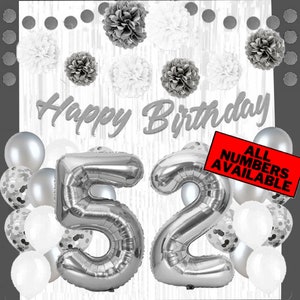 Rose Gold 52nd Birthday Decorations for Women - 40" Number Balloons ...