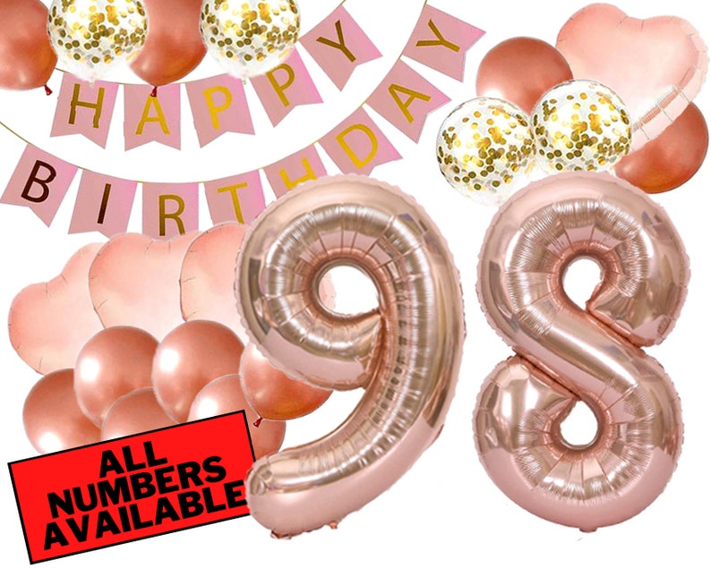 98th Birthday Decorations for Her Pink and Rose Gold 98th | Etsy