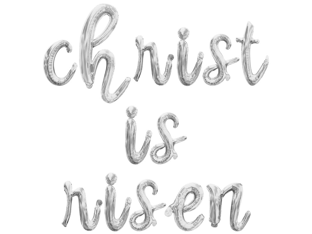 CHRIST IS RISEN Cursive Letter Balloon Banner - Gold, Rose Gold ...