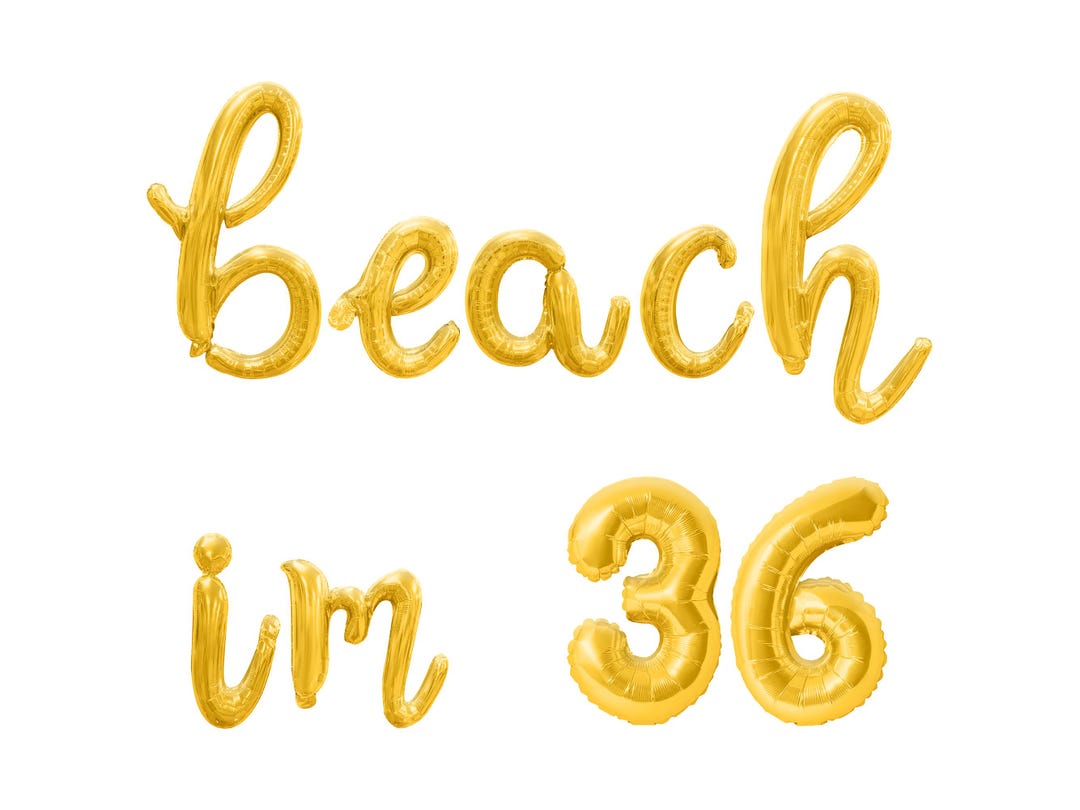 BEACH IM 36 Cursive Letter Balloon Banner - Gold, Silver & Rose Gold ...