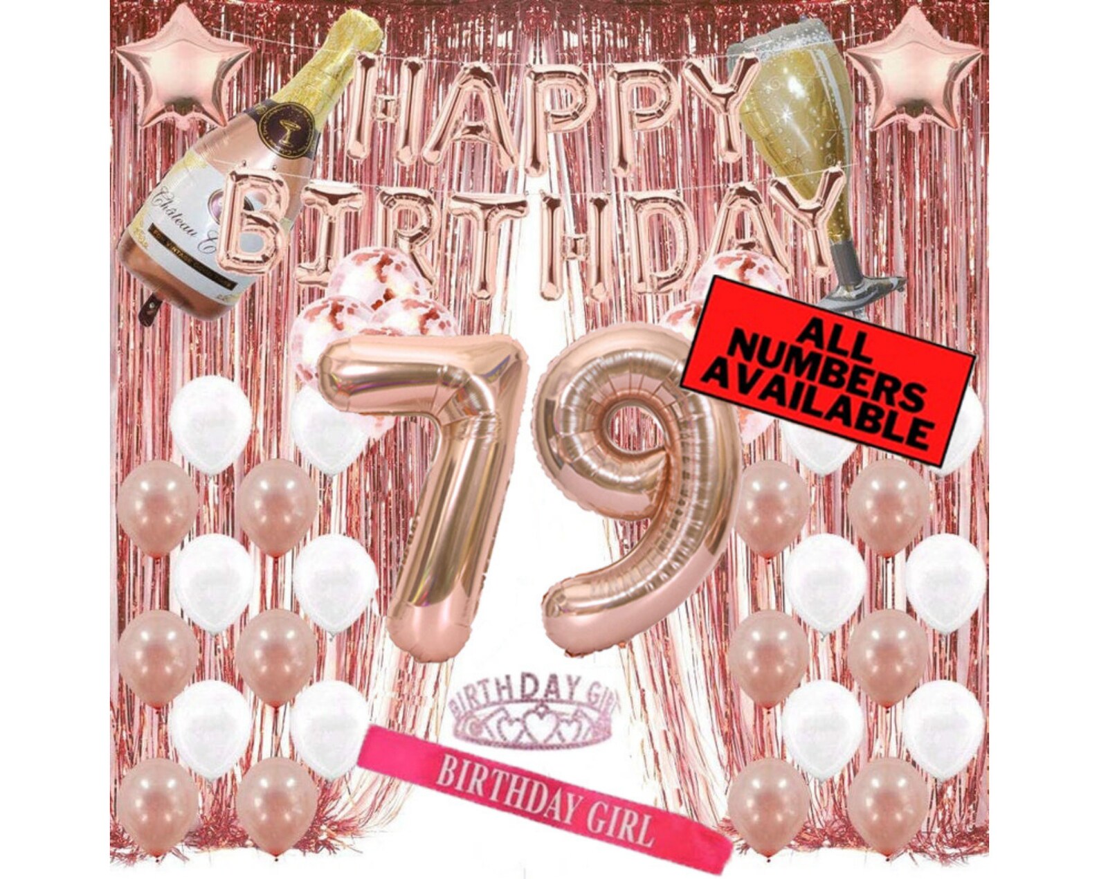 79th Birthday Rose Gold Decorations Incl. 40 Number - Etsy