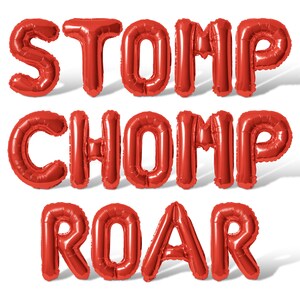 STOMP CHOMP ROAR Letter Balloon Banner - 10 Color Options - Birthday ...