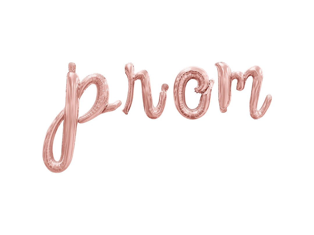 PROM Cursive Letter Balloon Banner - Gold, Rose Gold & Silver - Prom ...