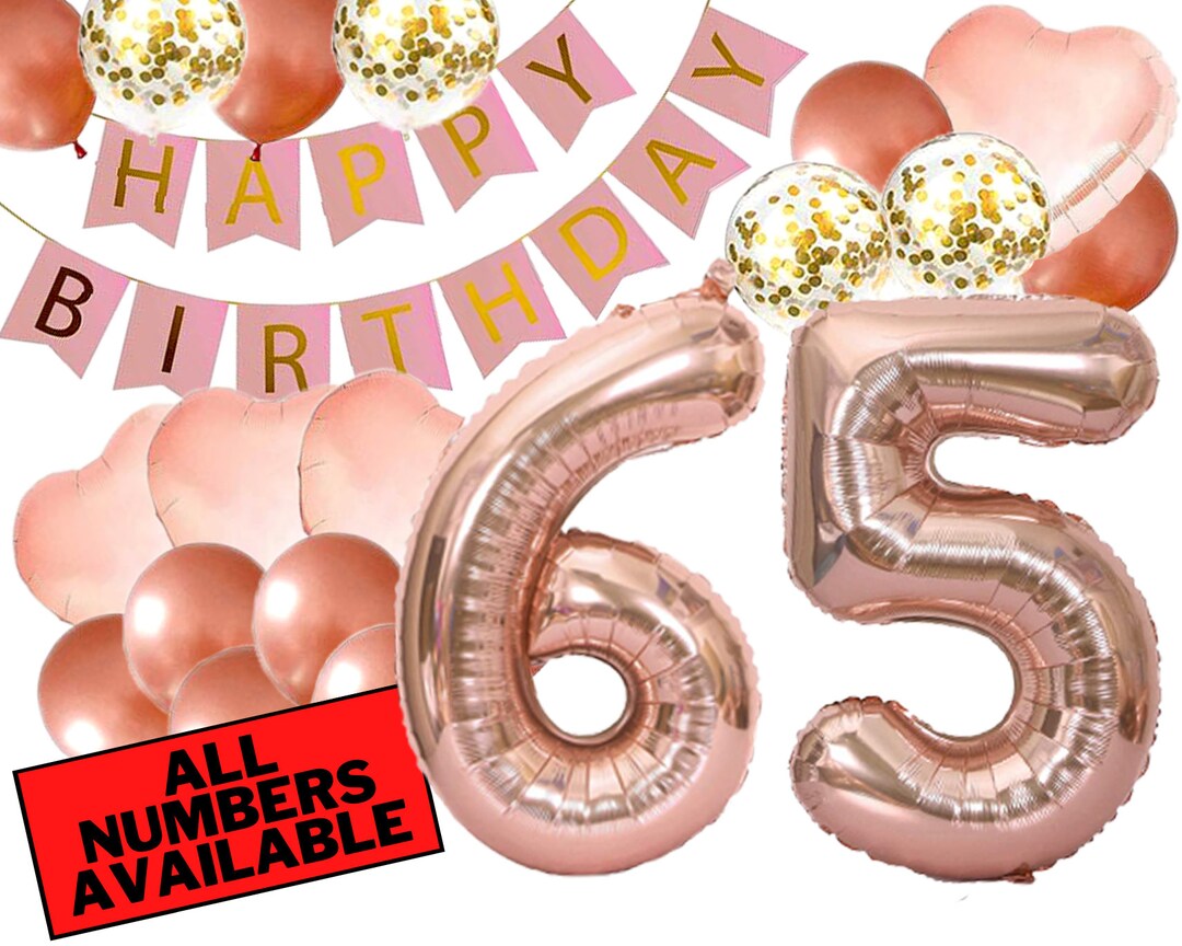 65th Birthday Decorations for Her Pink and Rose Gold 65th - Etsy