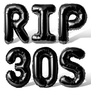RIP 30S Letter & Number Balloon Banner - 10 Color Options - 40th ...