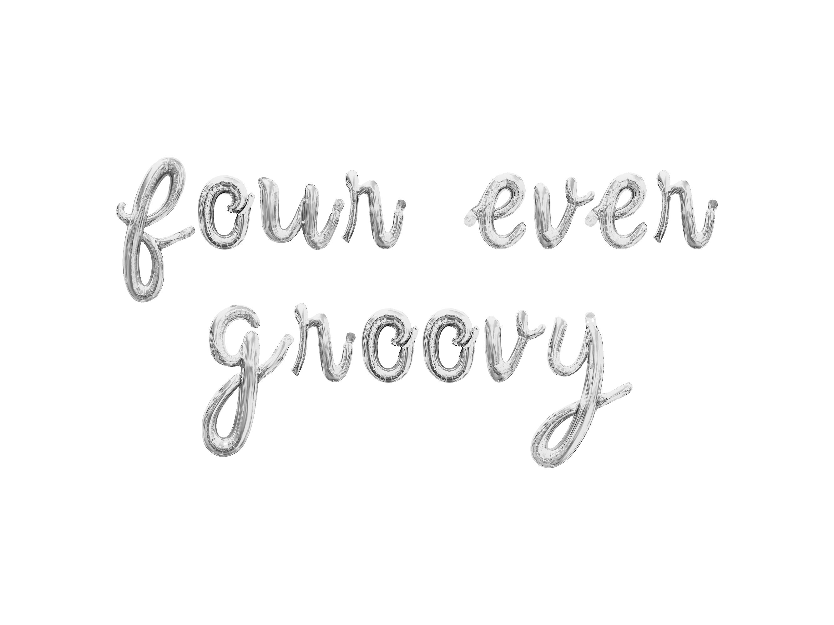 FOUR EVER GROOVY Cursive Script Letter Balloon Banner - Gold, Rose Gold ...