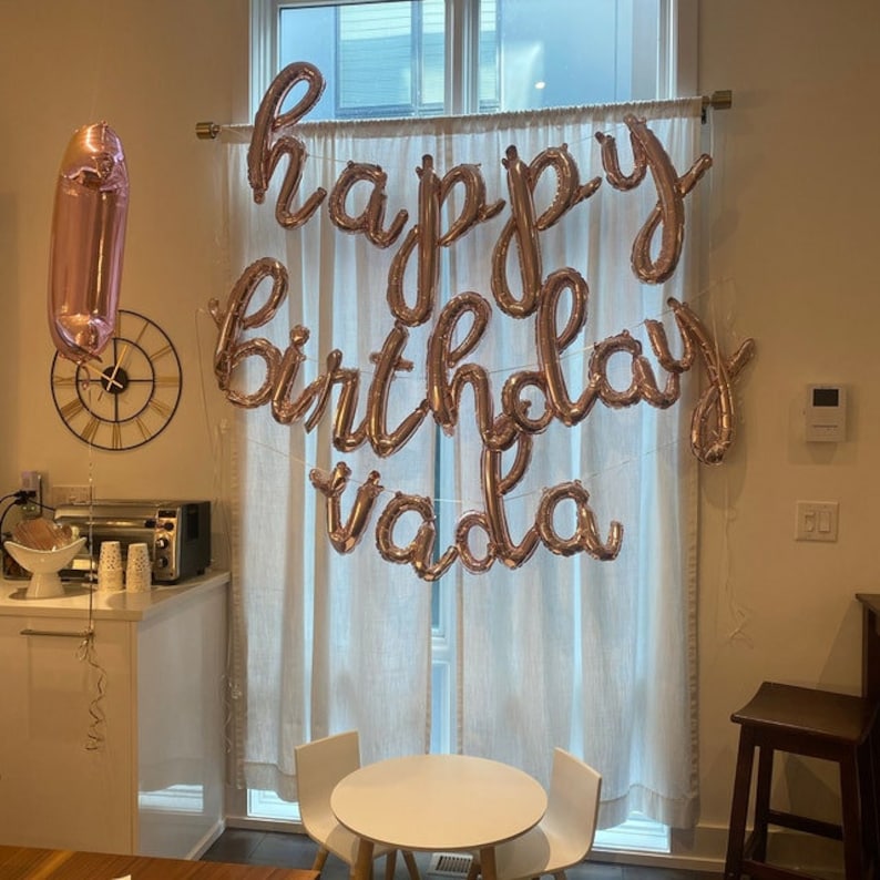Cursive Happy Birthday Balloon Banner W/ Custom Name Cursive - Etsy