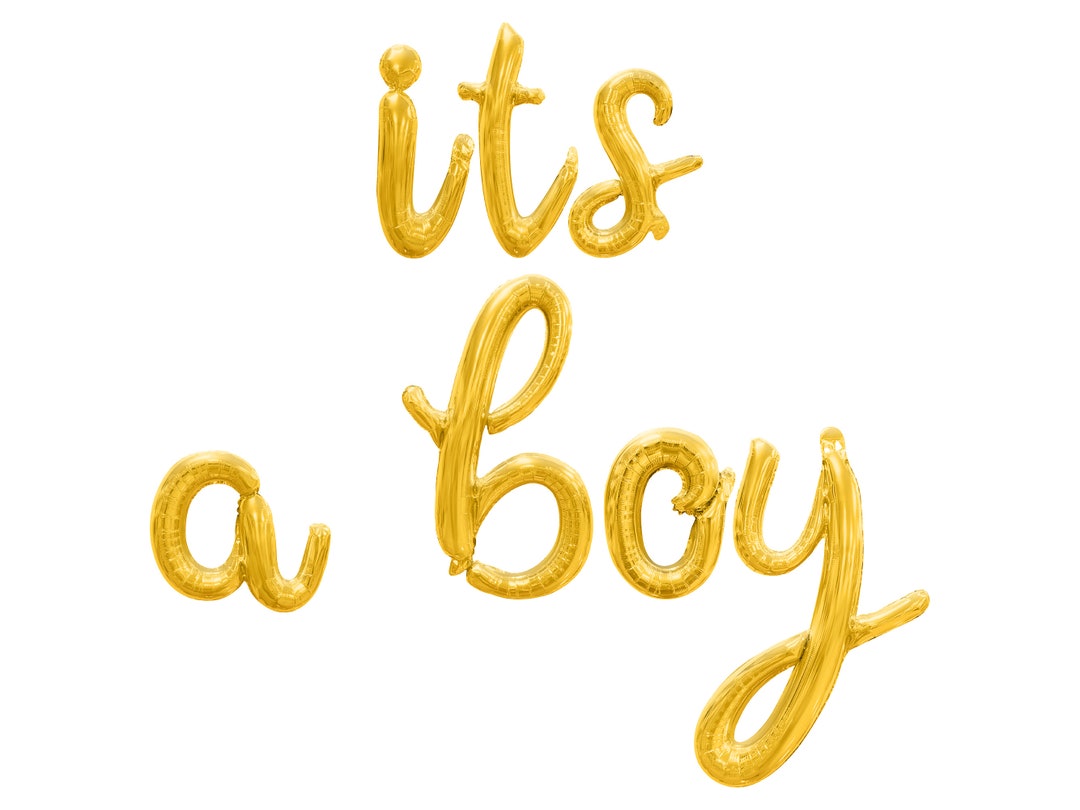 ITS A BOY Cursive Letter Balloon Banner - Gold, Rose Gold & Silver ...