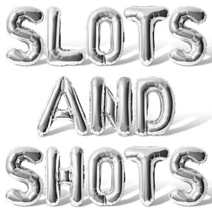 SLOTS AND SHOTS Letter Balloon Banner - 10 Color Options - Bachelor ...