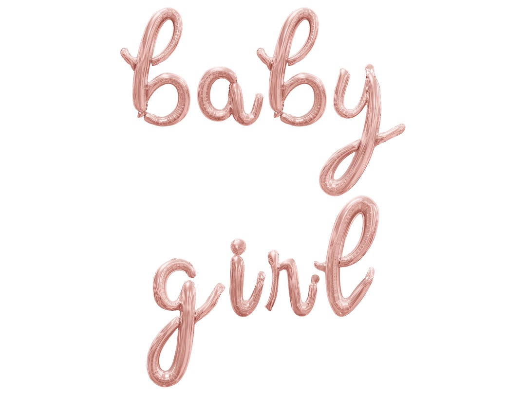 BABY GIRL Cursive Script Letter Balloon Banner - Gold, Rose Gold ...