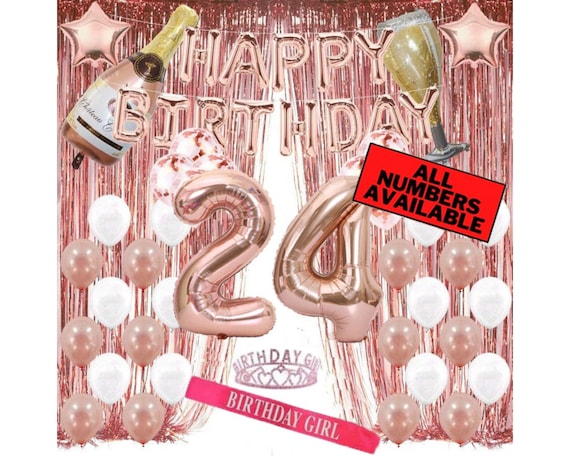 24th Birthday Rose Gold Decorations Incl. 40 Number - Etsy