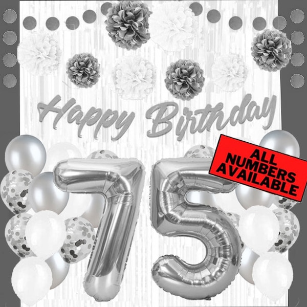 75th Birthday Silver Banner - Etsy