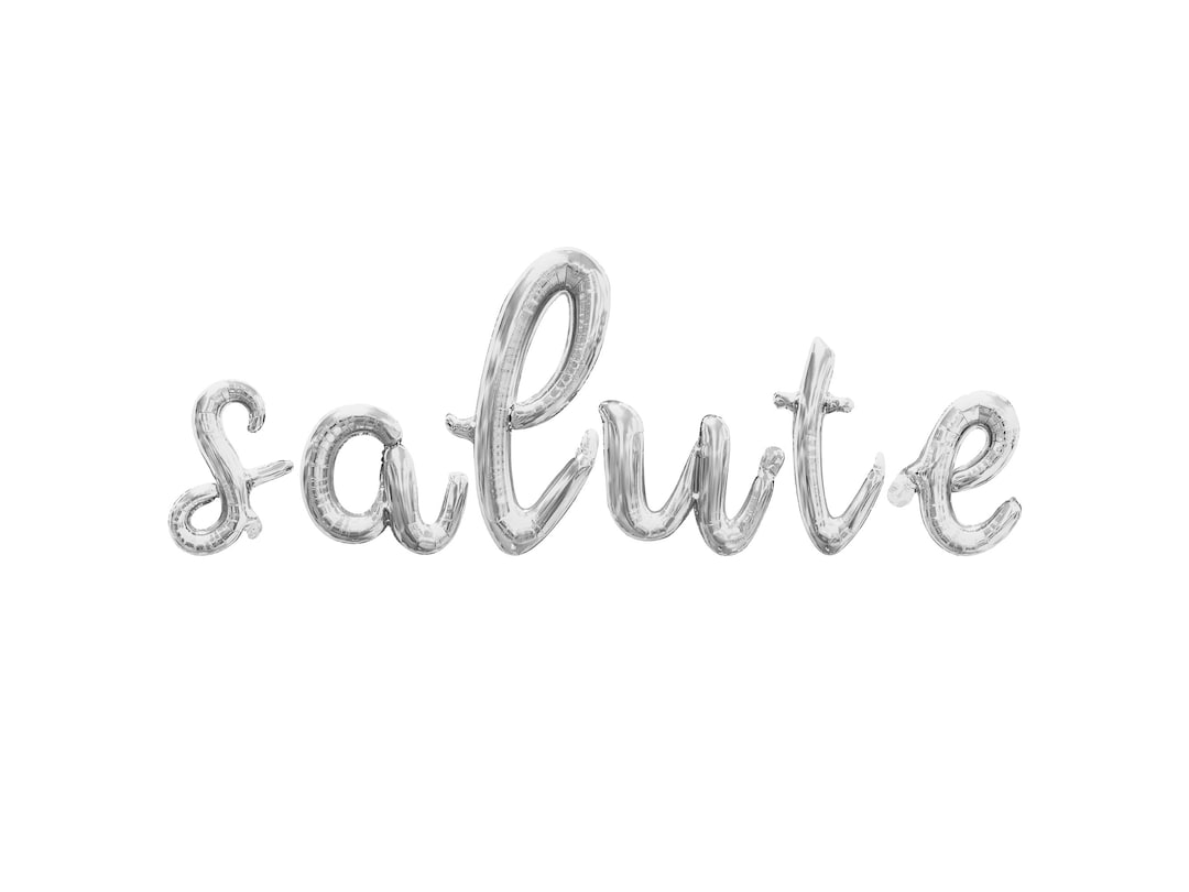 SALUTE Cursive Letter Balloon Banner - Gold, Rose Gold & Silver ...
