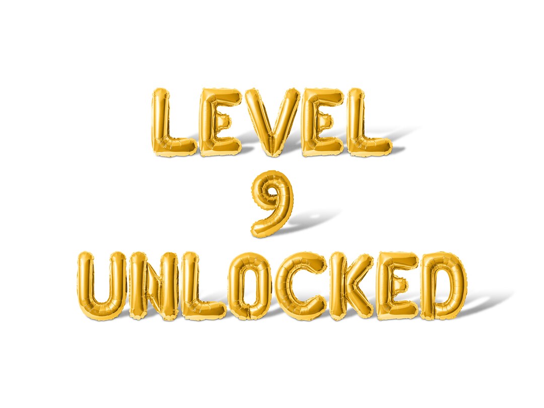 LEVEL 9 UNLOCKED Letter Balloon Banner - 10 Color Options - 9th ...