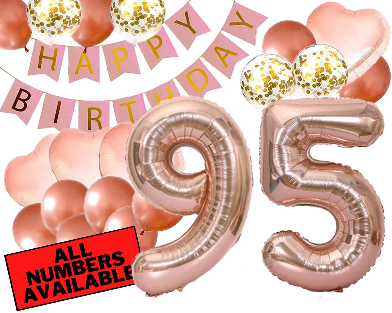 95th Birthday Decorations for Her Pink and Rose Gold 95th - Etsy