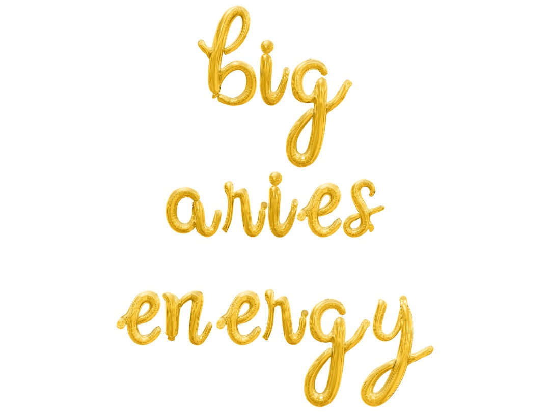 BIG ARIES ENERGY Cursive Script Letter Balloon Banner - Gold, Rose Gold ...