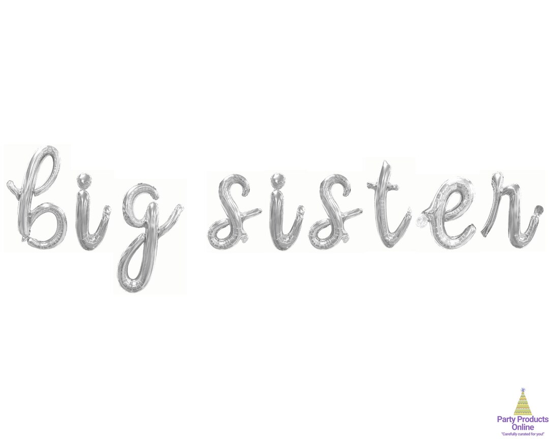 BIG SISTER Cursive Letter Balloon Banner Gold Rose Gold & - Etsy