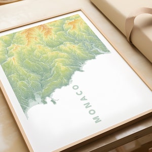 Monaco French Riviera Topographic Contour Relief Map | France Travel ...