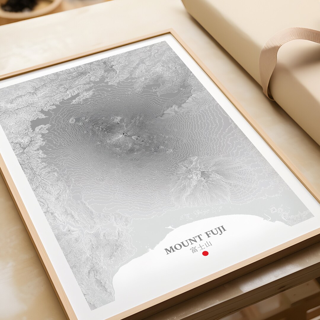 Mount Fuji Topographic Contour Map Japan Poster Volcano Travel Print - Etsy