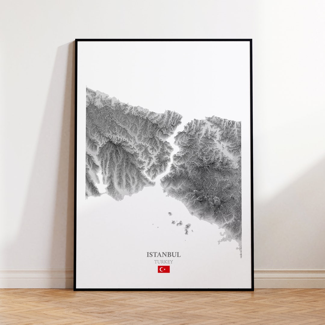 Istanbul Turkey Topographic Contour Relief Map | Constantinople ...