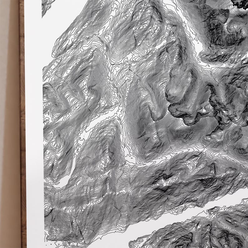 Mamores Lochaber Topographic Map Print | Scottish Highlands Mountain ...
