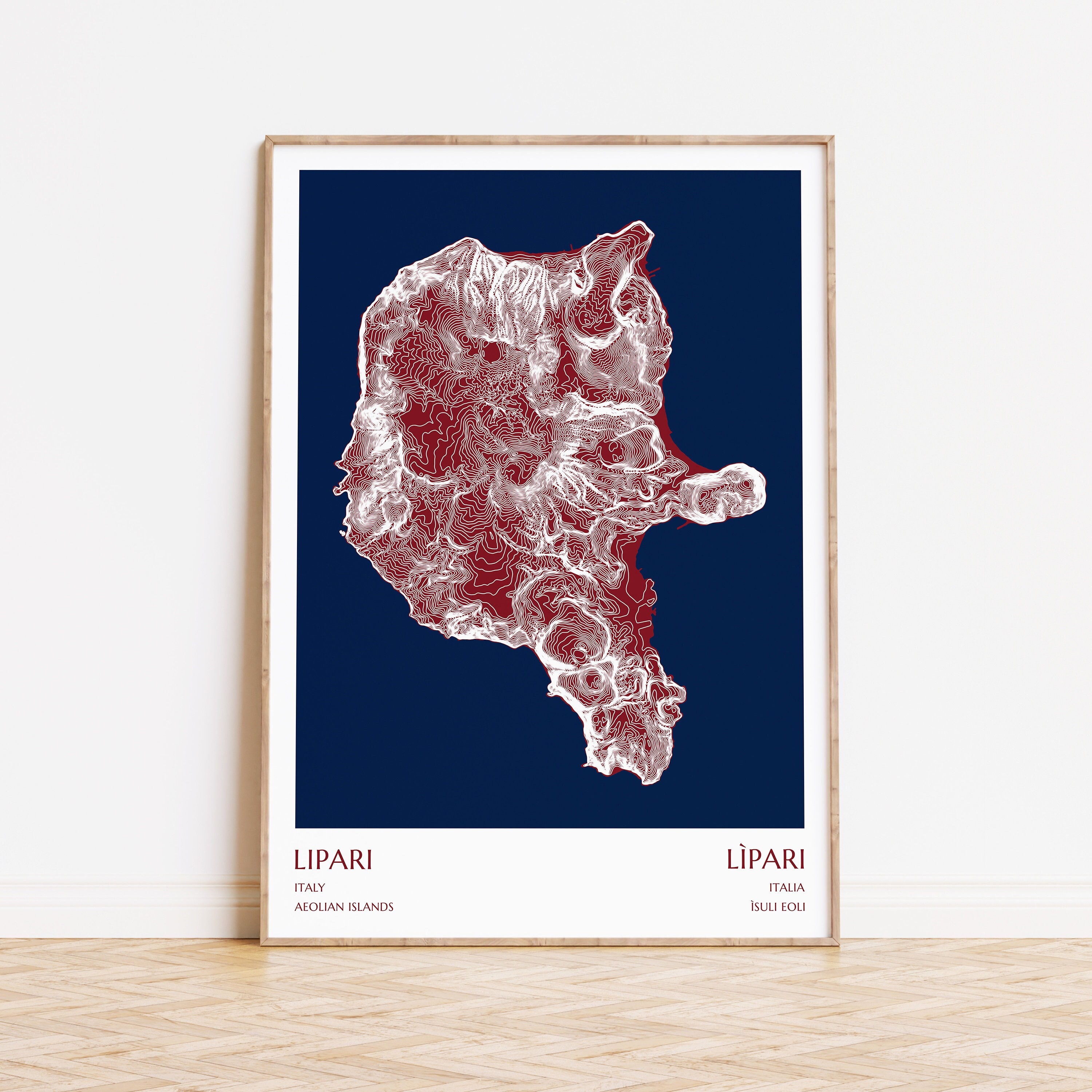 Lipari Map Print | Aeolian Islands Italy Volcano - Mountain Map Print ...